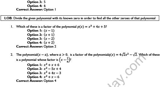 CBSE Class 10 Mathematics Polynomials Worksheet Set E